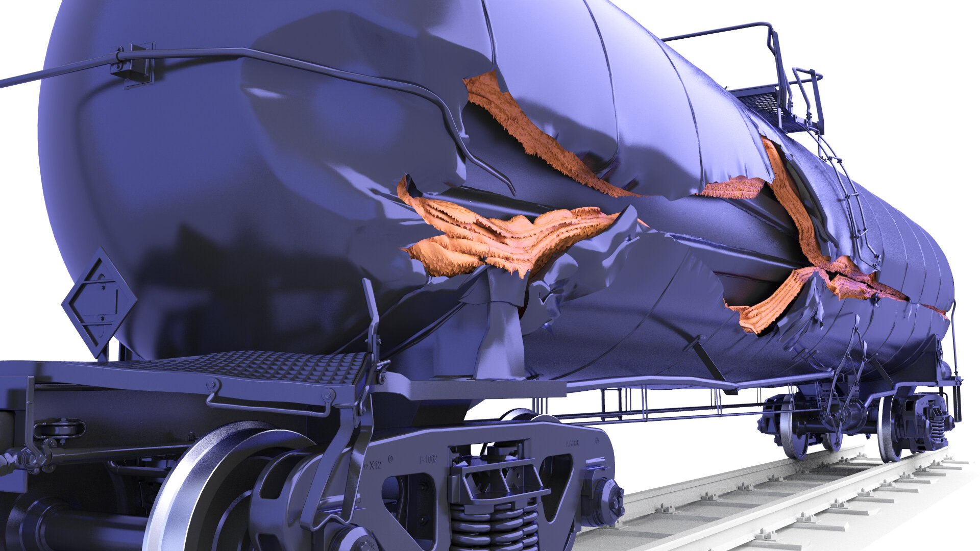 3D Damaged Oil Tank Car Railcar 32 - TurboSquid 1992905