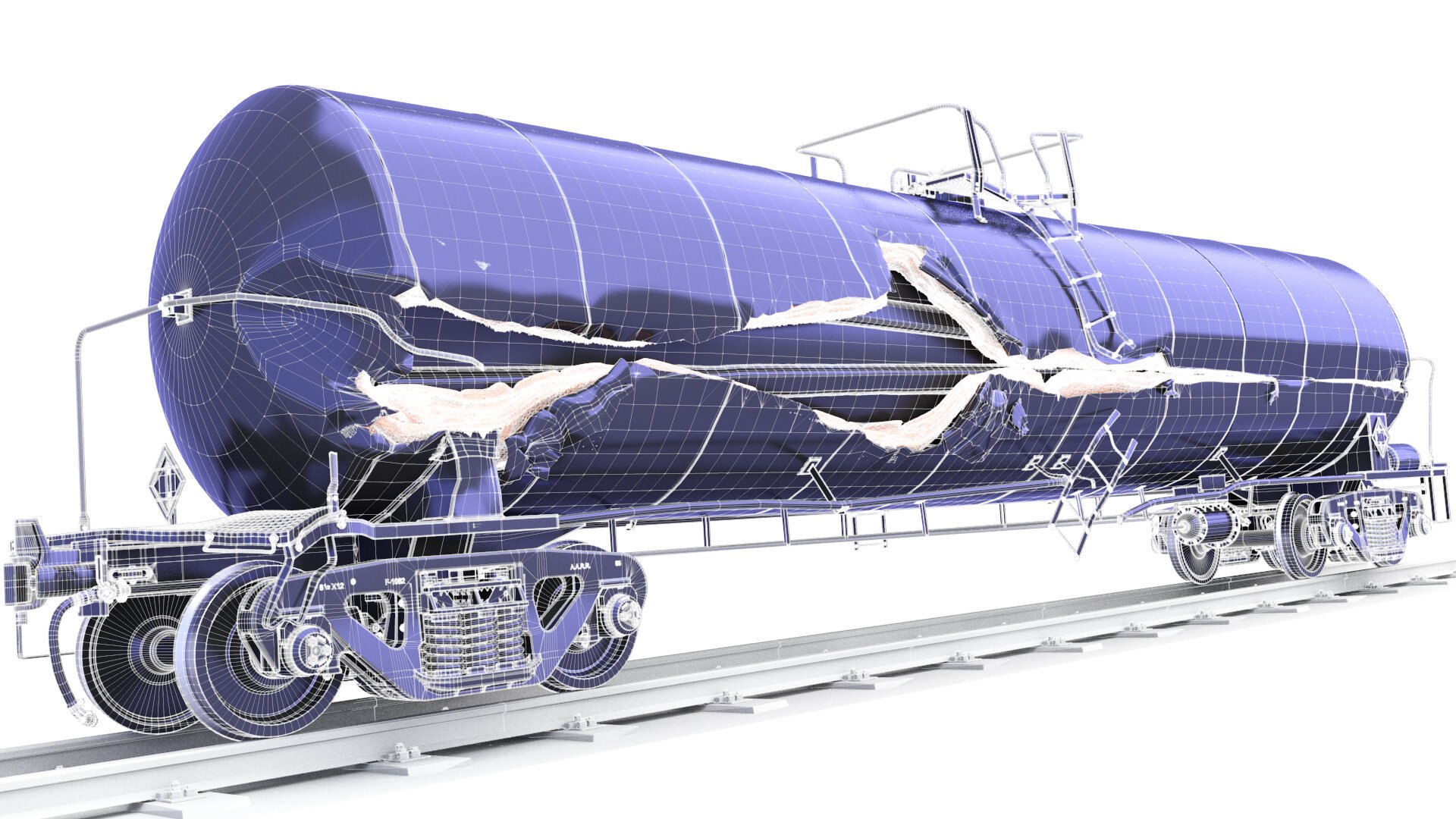 3D Damaged Oil Tank Car Railcar 32 - TurboSquid 1992905