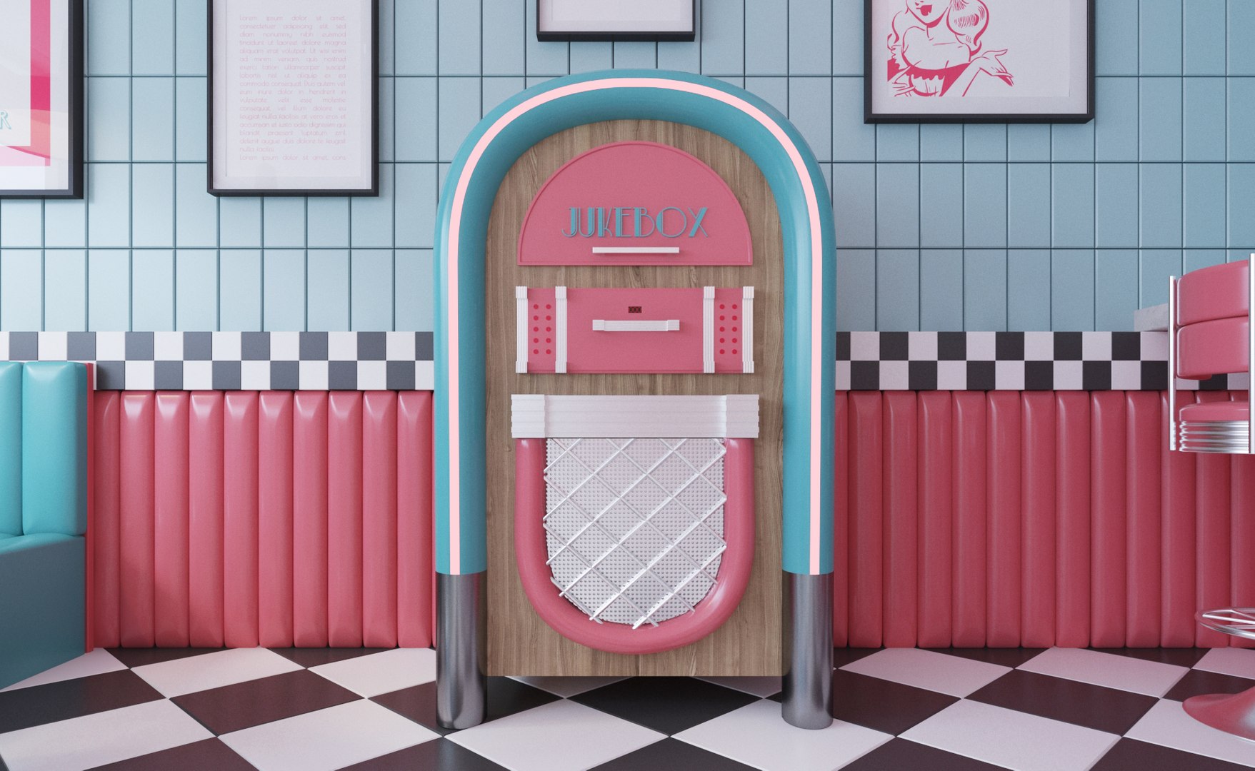 Retro Diner Exterior And Interior 3D Model - TurboSquid 2087347