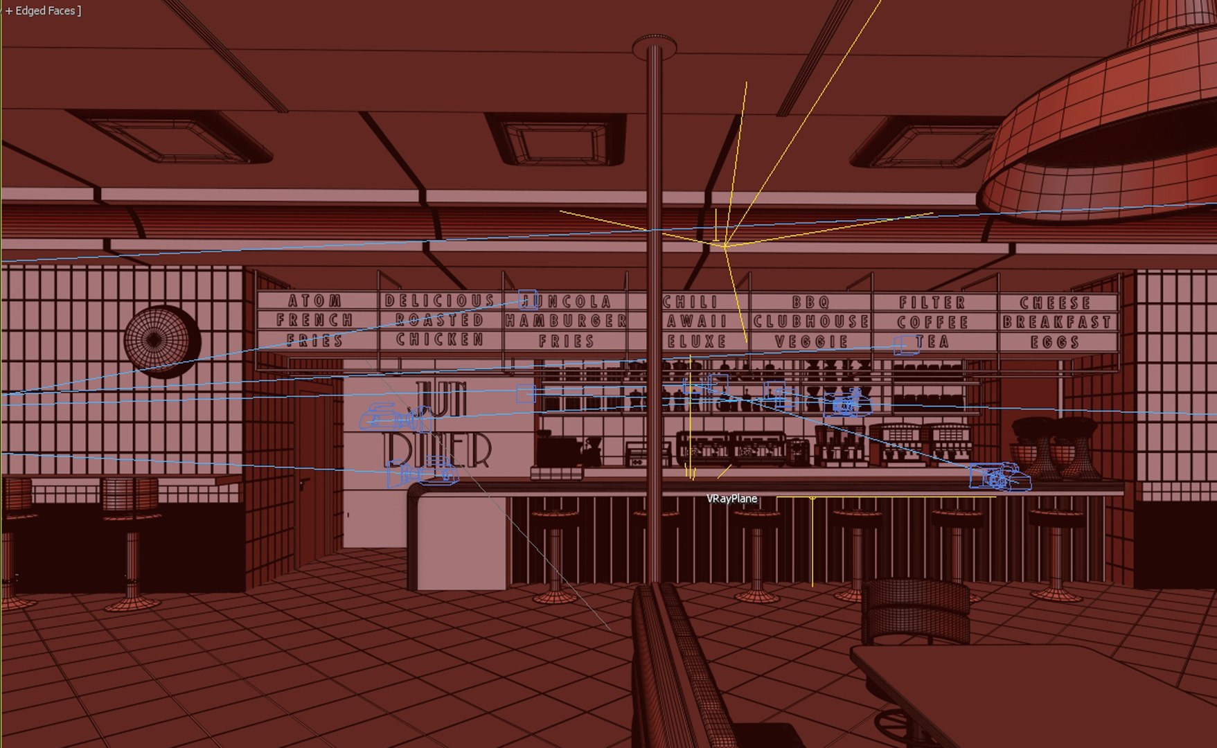 Retro Diner Exterior and Interior 3D model - TurboSquid 2087347