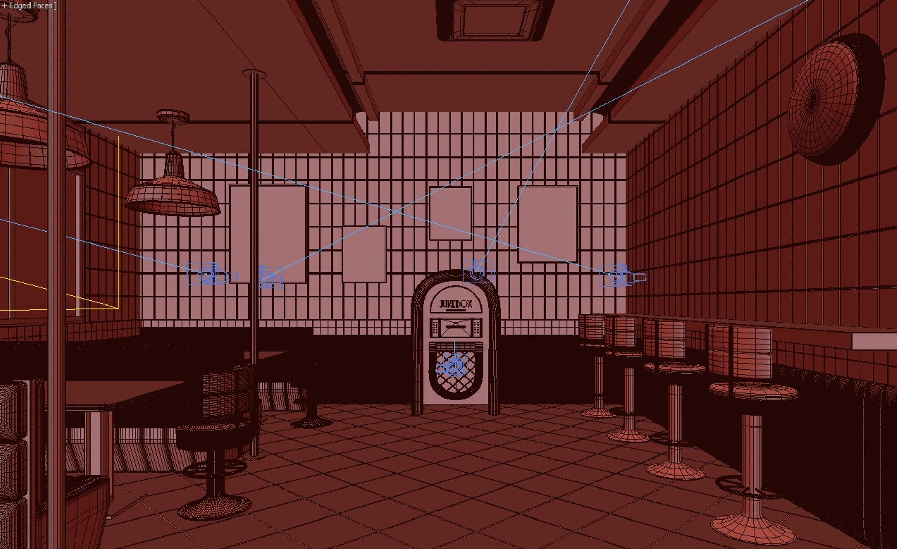 Retro Diner Exterior and Interior 3D model - TurboSquid 2087347