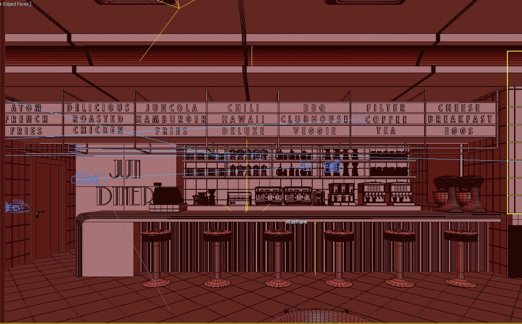 Retro Diner Exterior and Interior 3D model - TurboSquid 2087347