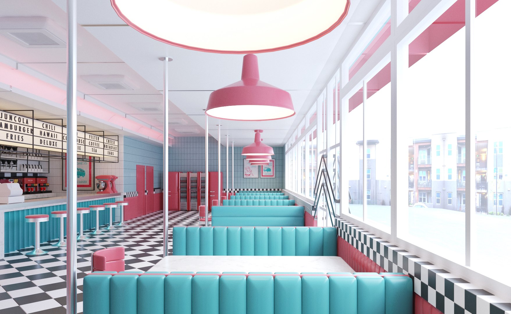 Retro Diner Exterior And Interior 3D Model - TurboSquid 2087347