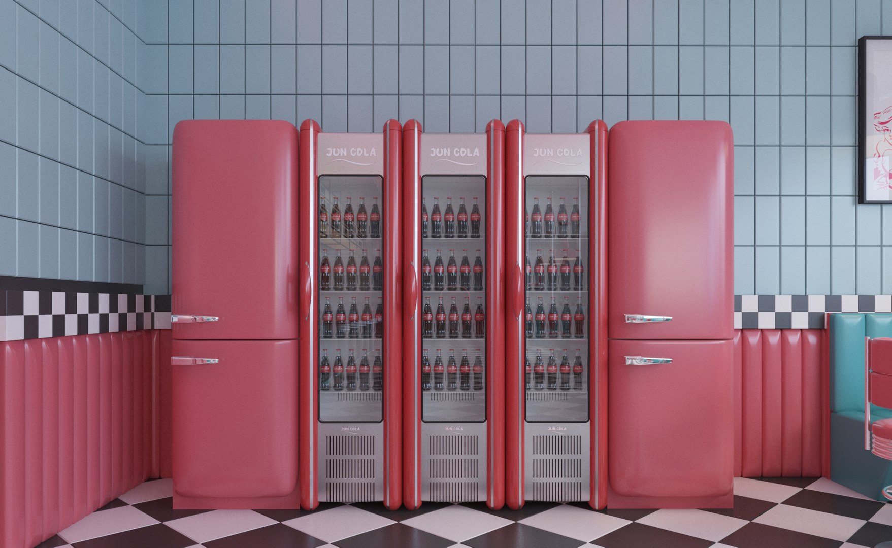 Retro Diner Exterior And Interior 3D Model - TurboSquid 2087347