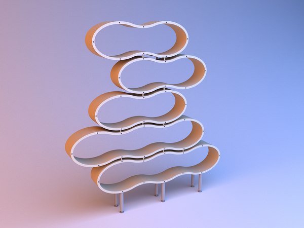 Wavy Shelves Cupboard 3D model model - TurboSquid 1735844