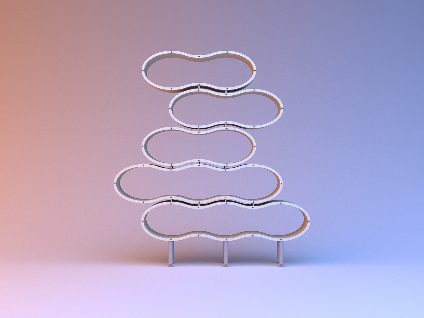 Wavy Shelves Cupboard 3D Model Model - TurboSquid 1735844