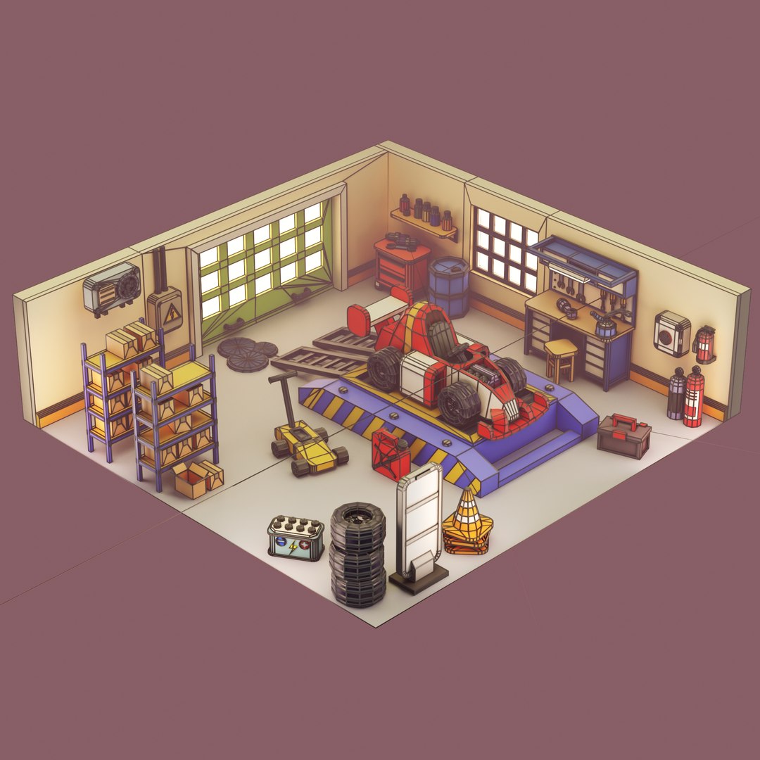 3D модель Isometric lowpoly Garage - TurboSquid 2073078