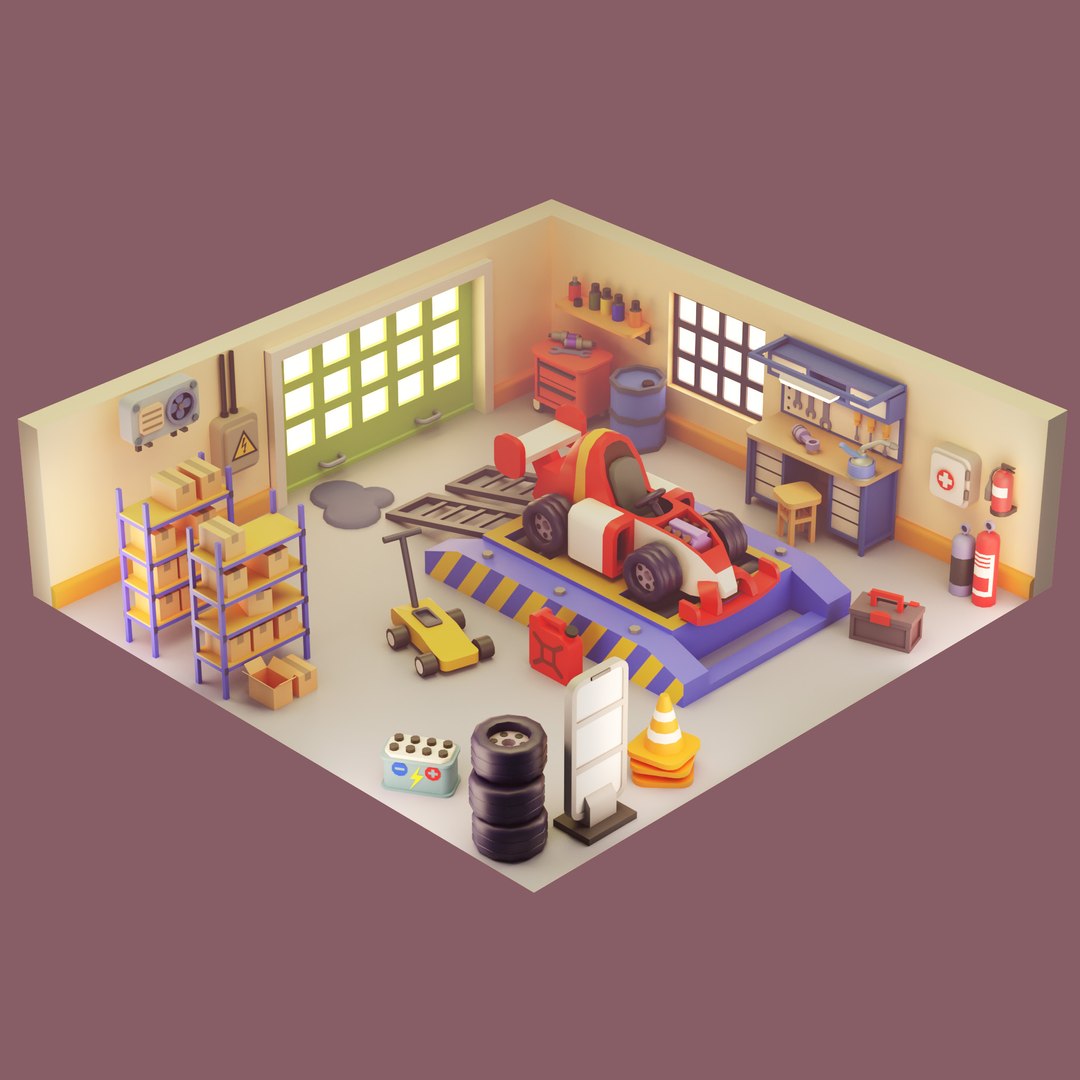 Isometric Lowpoly Garage 3D Model - TurboSquid 2073078