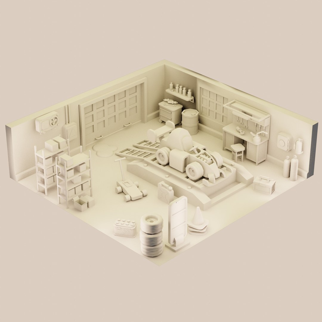 Isometric Lowpoly Garage 3D Model - TurboSquid 2073078