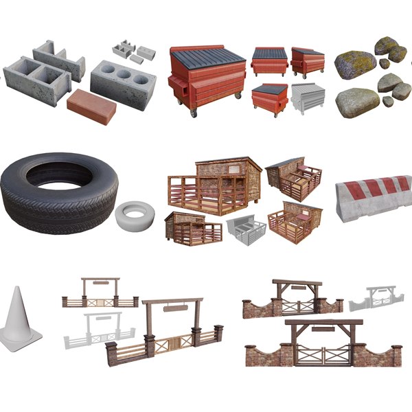 PBR Farm Props Medieval Building Props pack GameReady Modelo 3D ...