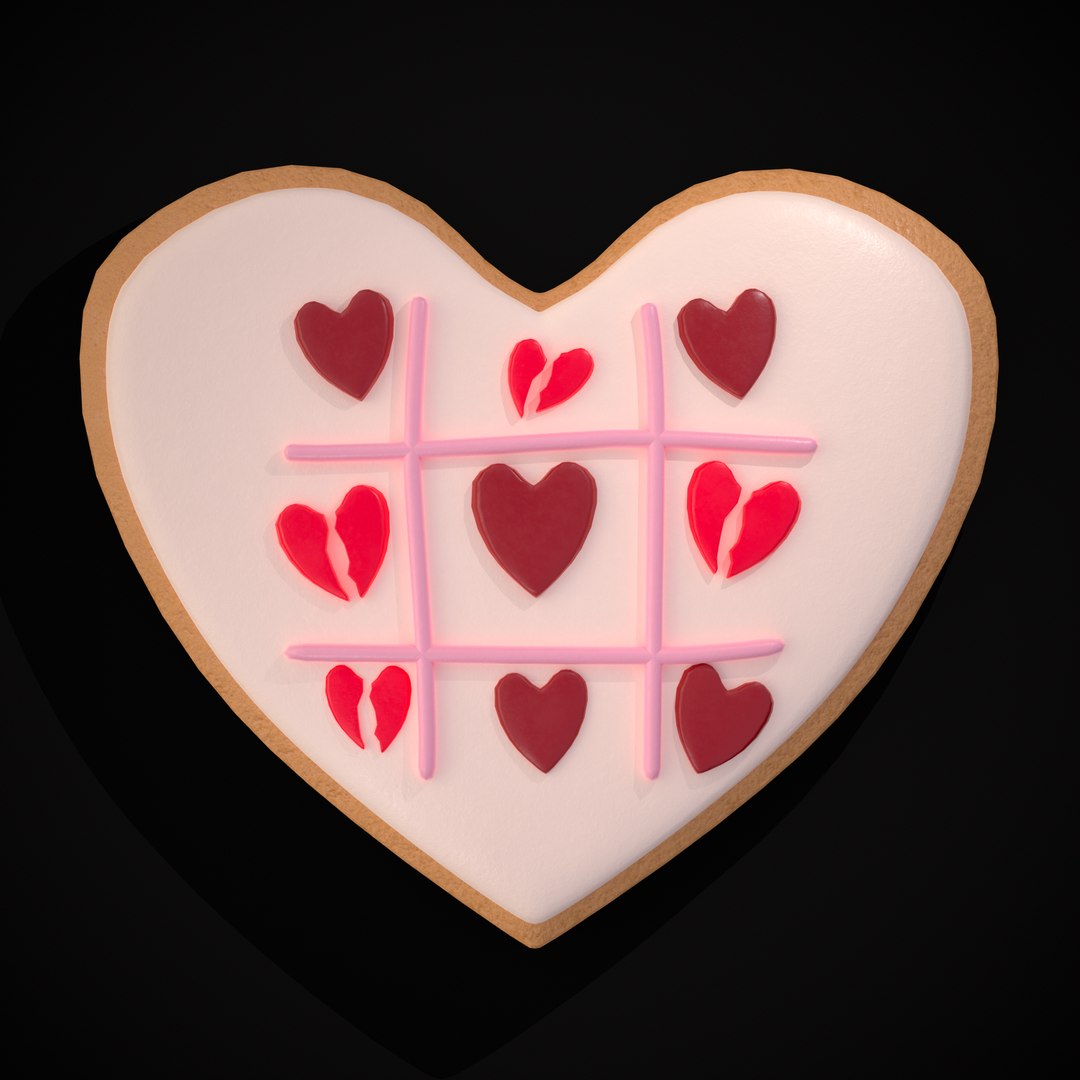 Valentines Tic Tac Toe Cookie 3D Model - TurboSquid 2017175