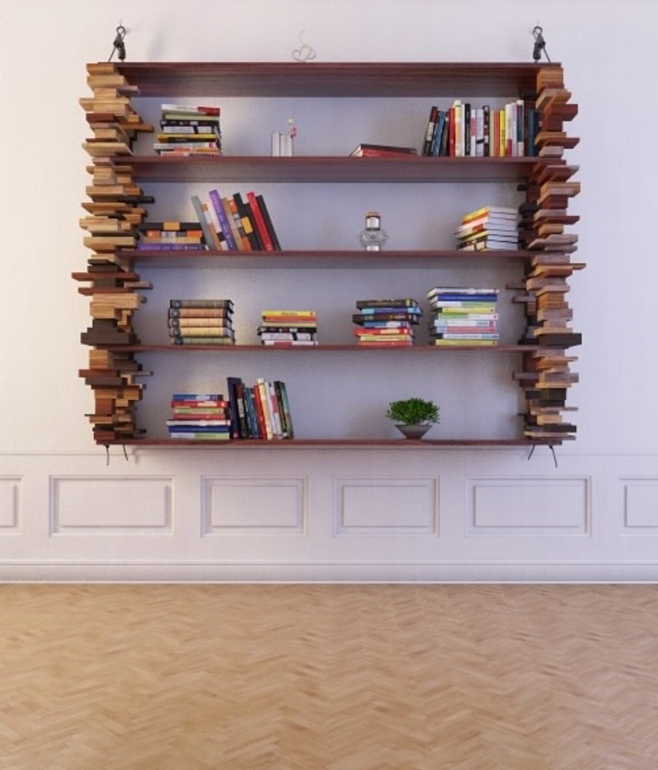 3ds max bookcase 25 bookshelf books