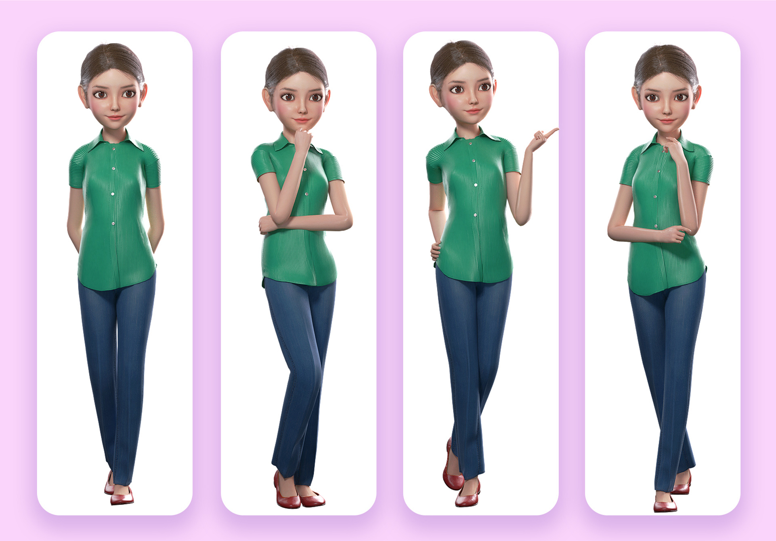 Cartoon Girl Rigged 애니메이션 3d 모델 Turbosquid 1743510