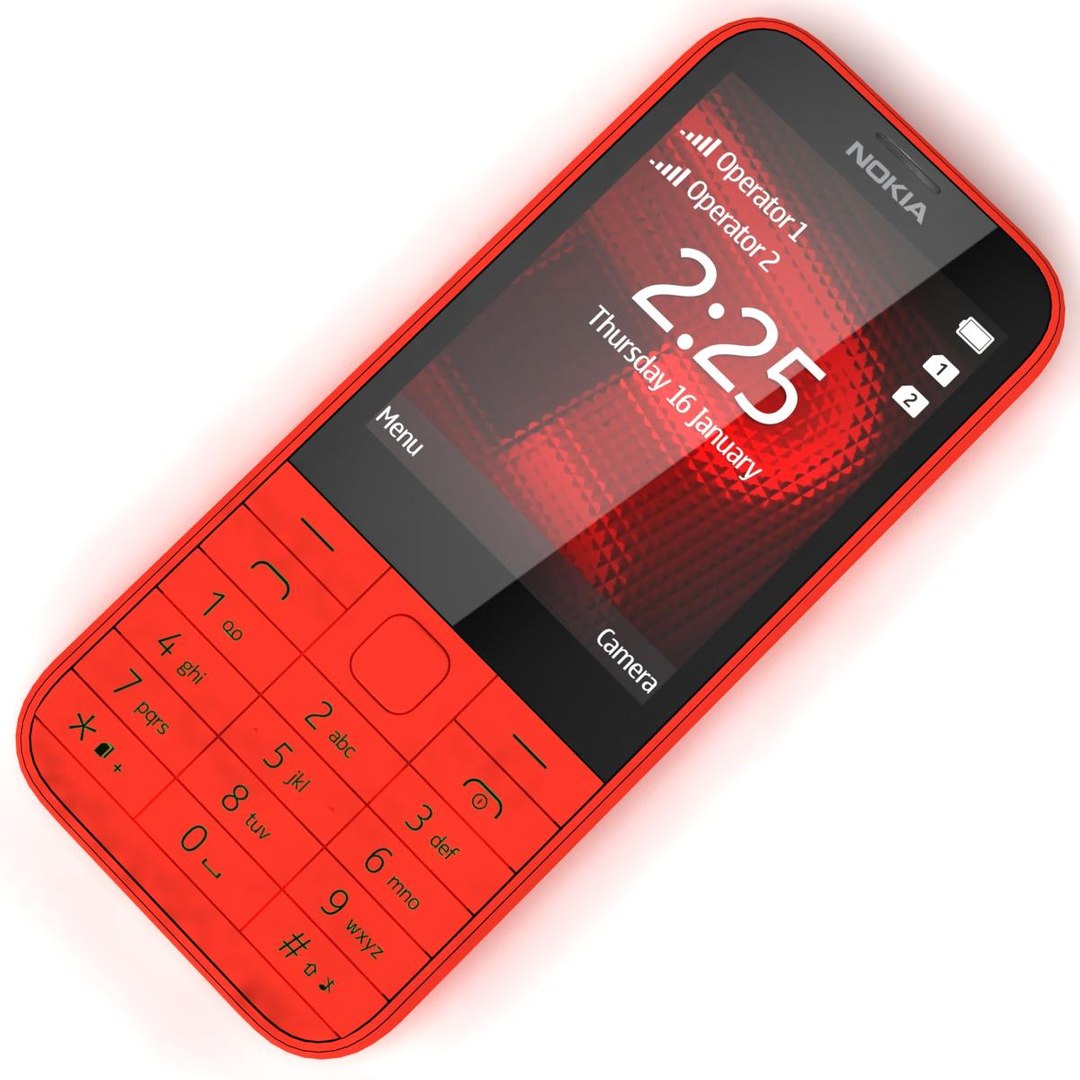 3d Nokia 225 Red Model