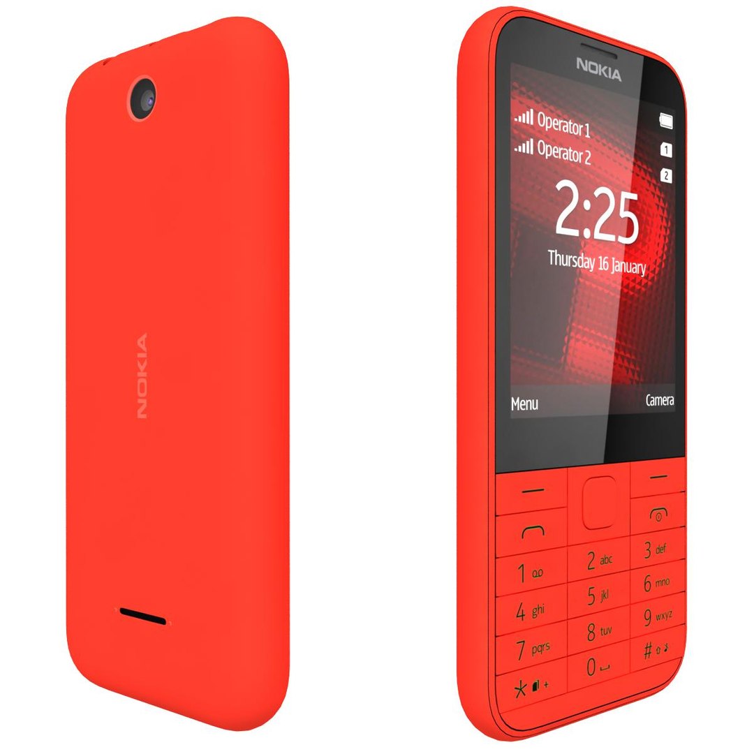 3d Nokia 225 Red Model