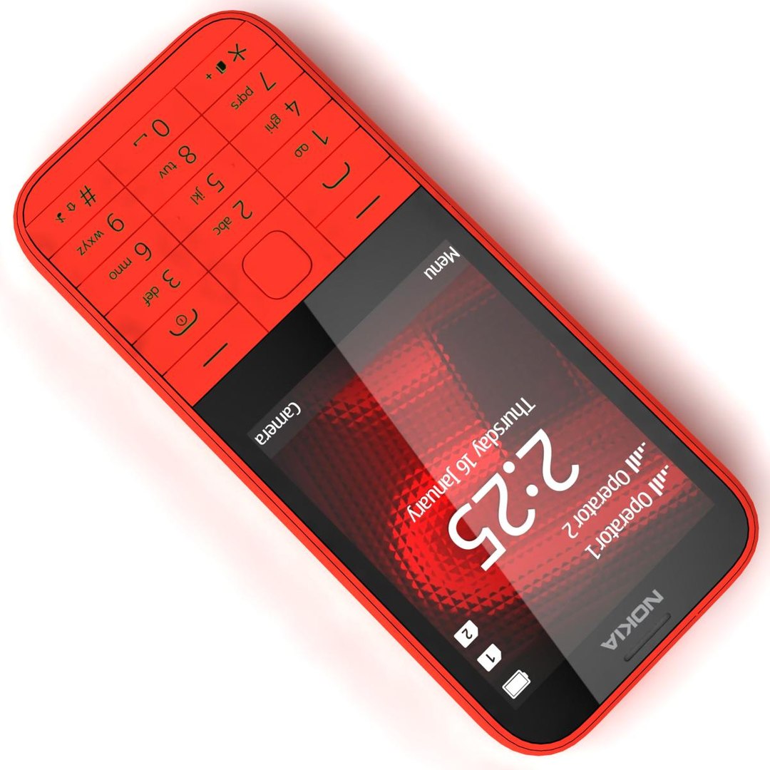 3d Nokia 225 Red Model