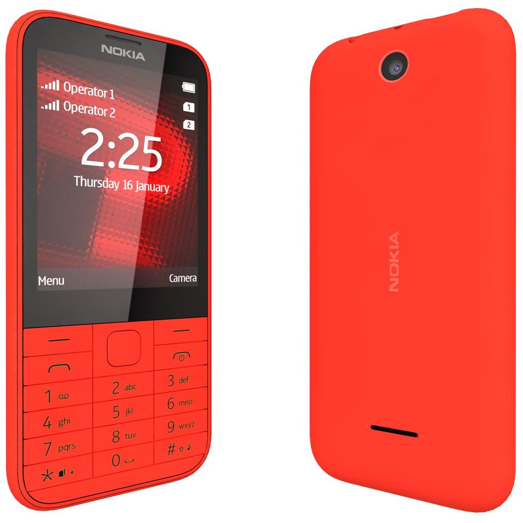 3d Nokia 225 Red Model