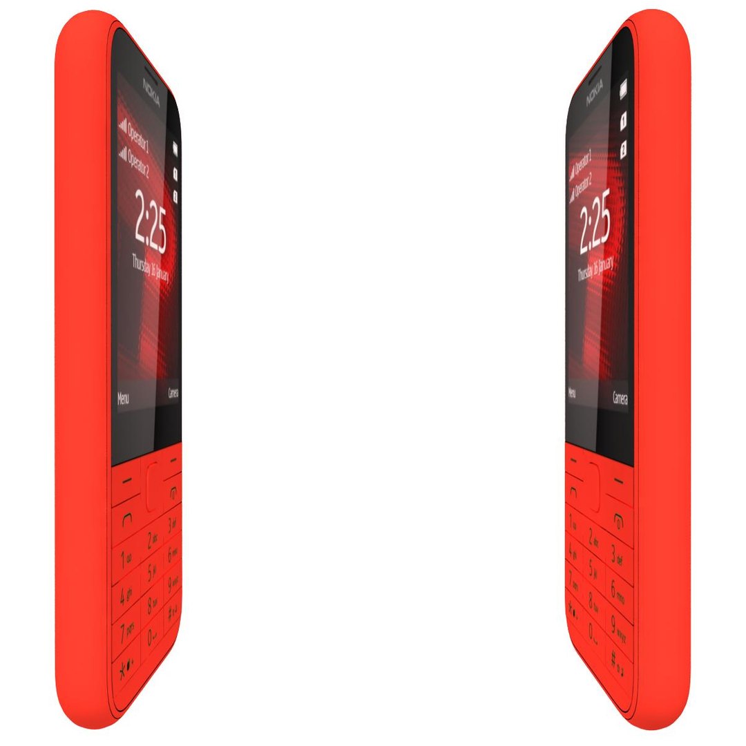 3d Nokia 225 Red Model