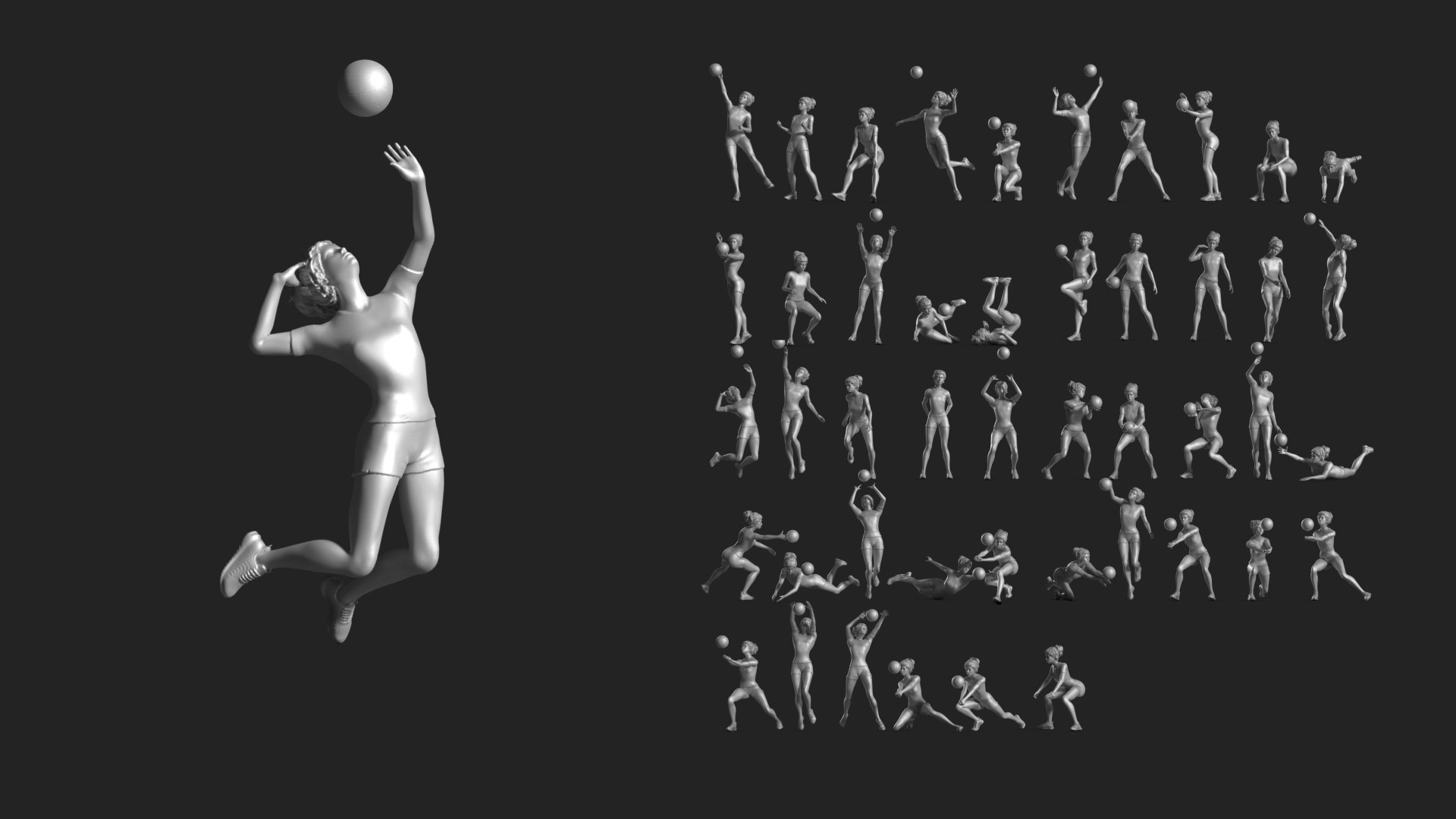 3D volleyball Woman 46 figure Set 02 - TurboSquid 2141668