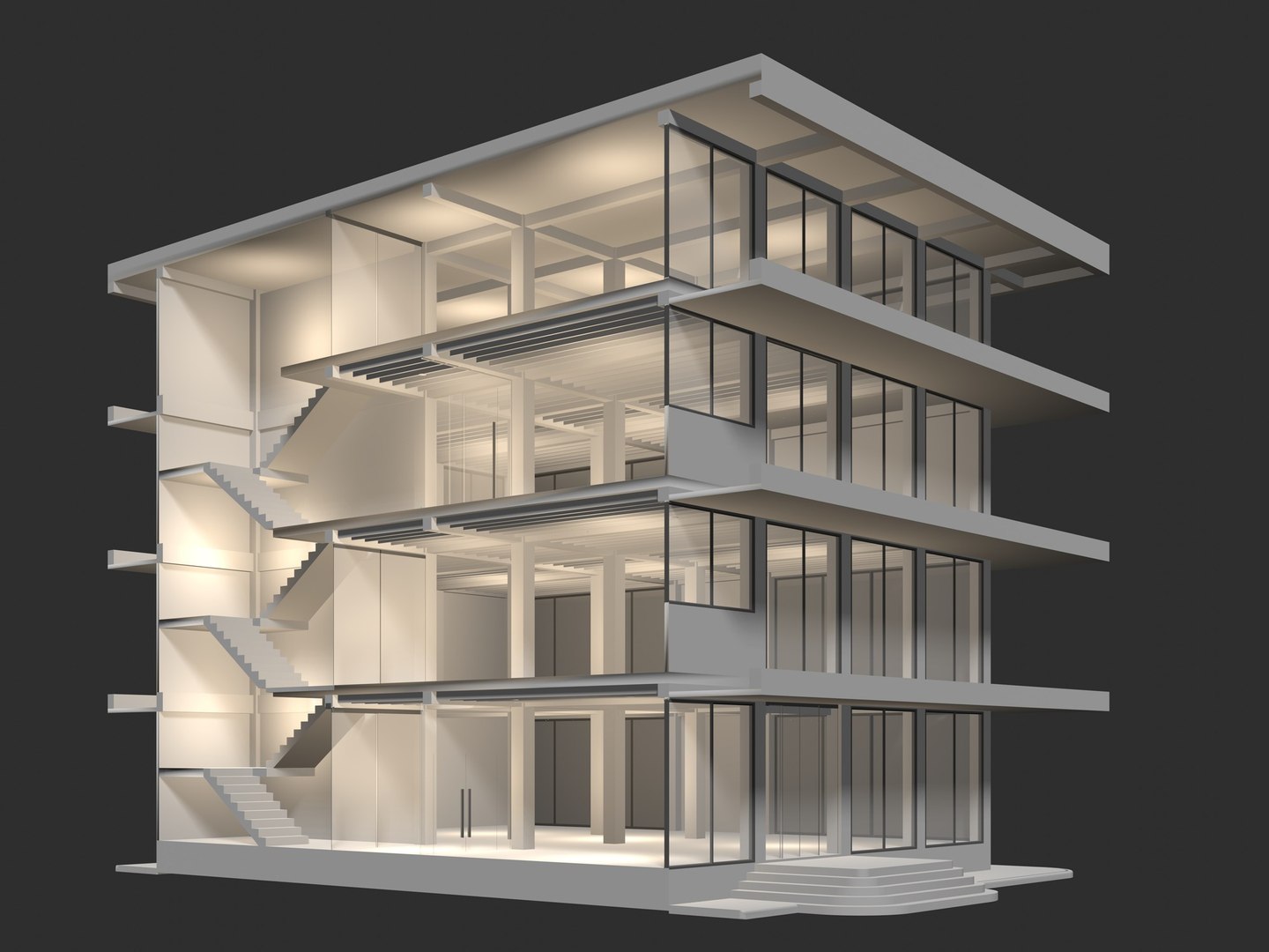 Office Building In Section Cut 24ZZ35 3D Model - TurboSquid 2313472