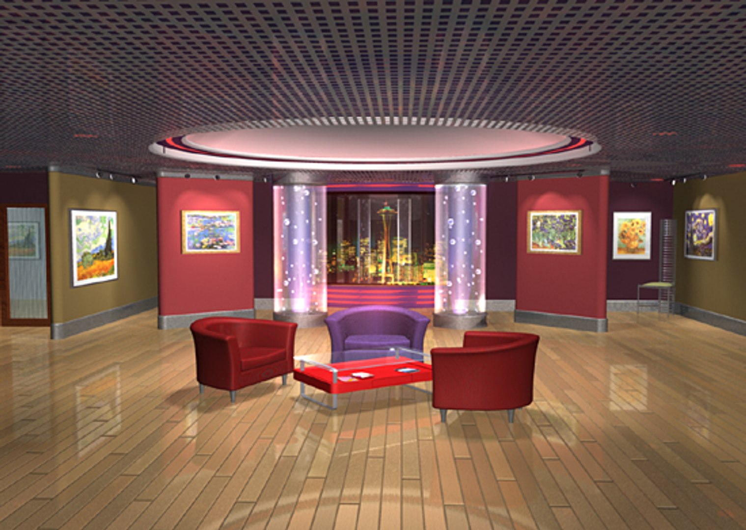 museum lobby environment 3d model
