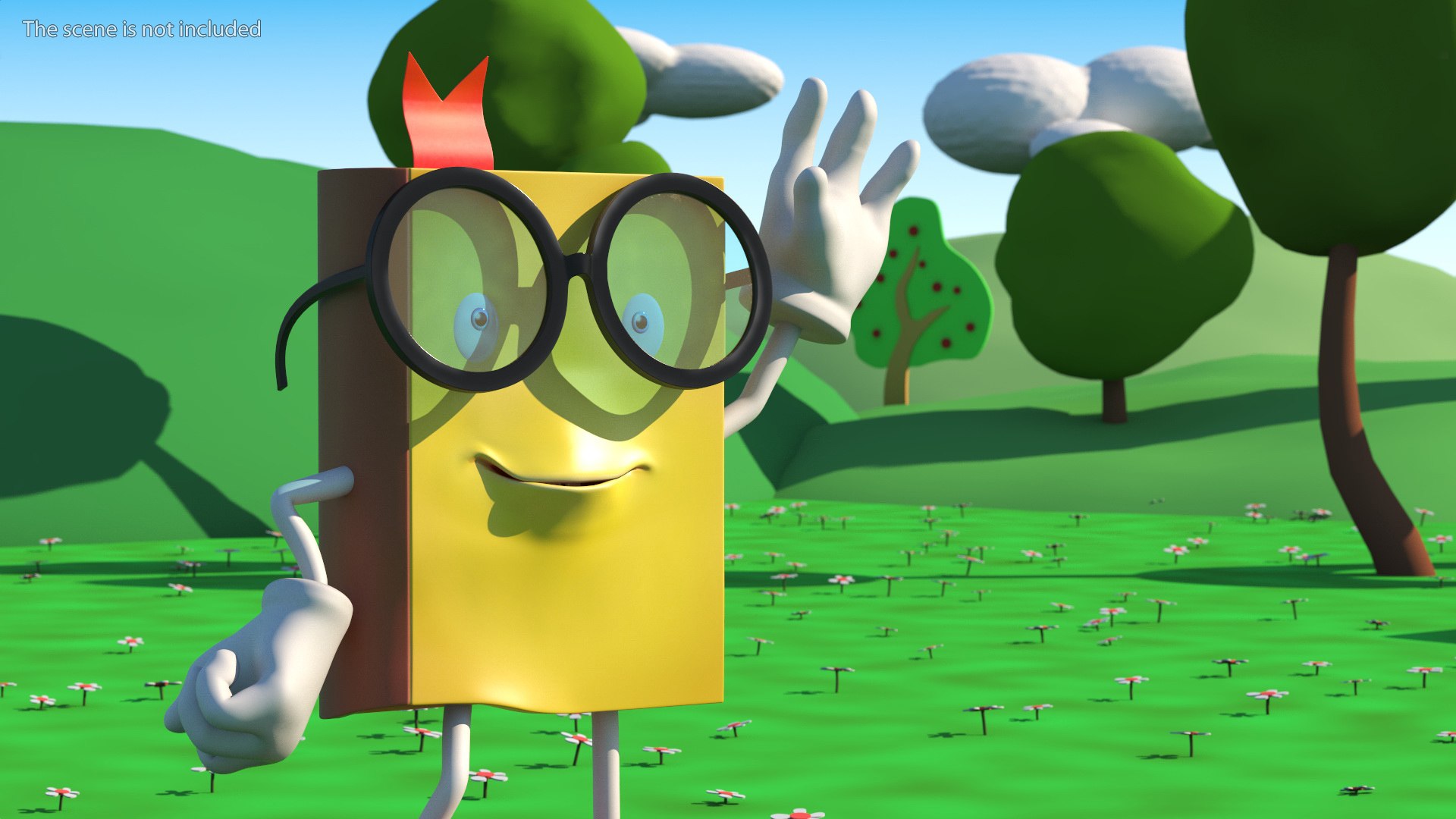 3D Yellow Book Character Waving Pose Model - TurboSquid 2130059