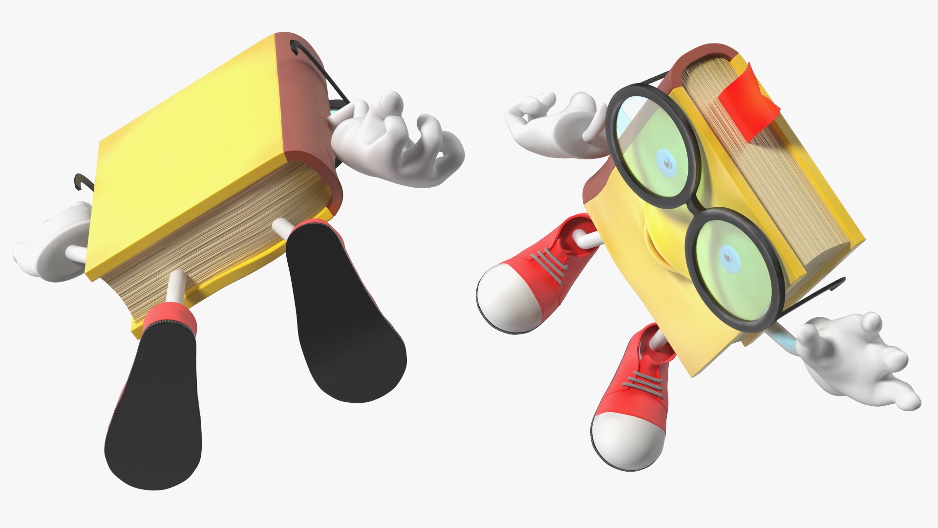 3D Yellow Book Character Waving Pose Model - TurboSquid 2130059
