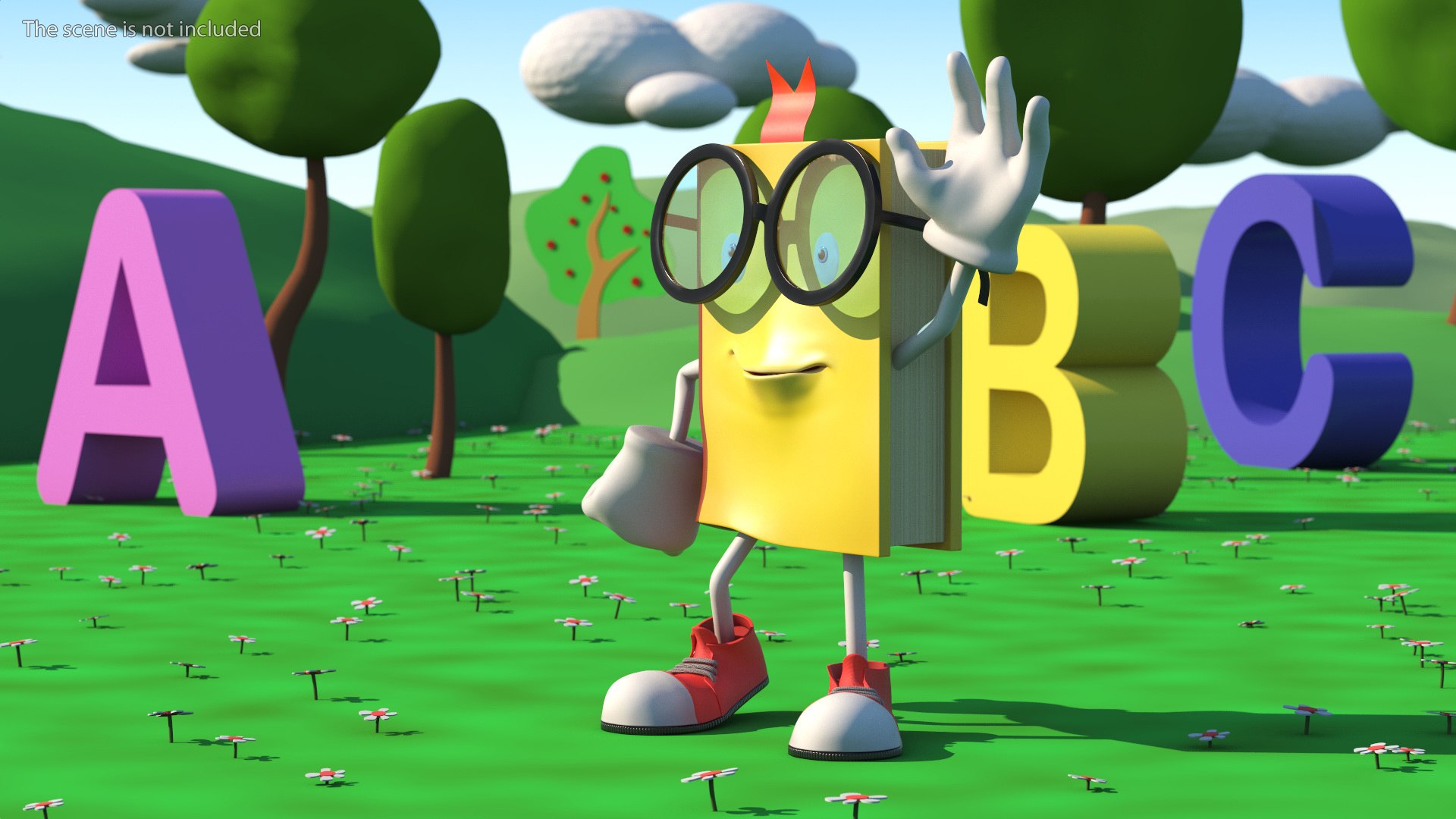 3D Yellow Book Character Waving Pose Model - TurboSquid 2130059