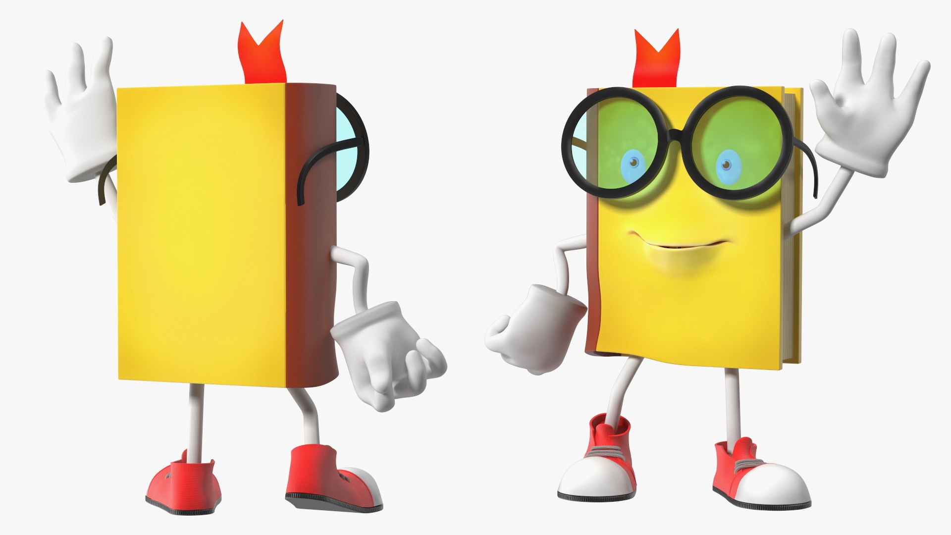 3D Yellow Book Character Waving Pose Model - TurboSquid 2130059