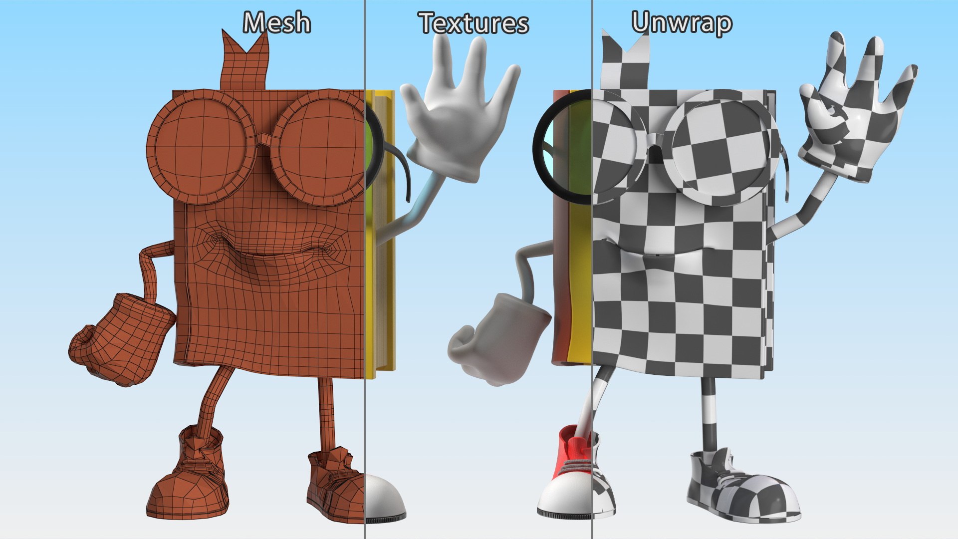 3D Yellow Book Character Waving Pose Model - TurboSquid 2130059