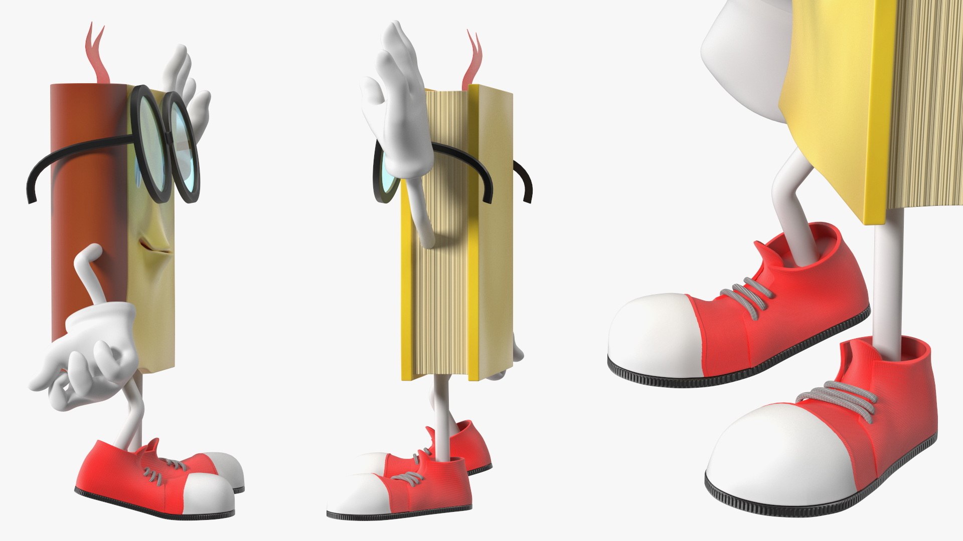 3D Yellow Book Character Waving Pose Model - TurboSquid 2130059