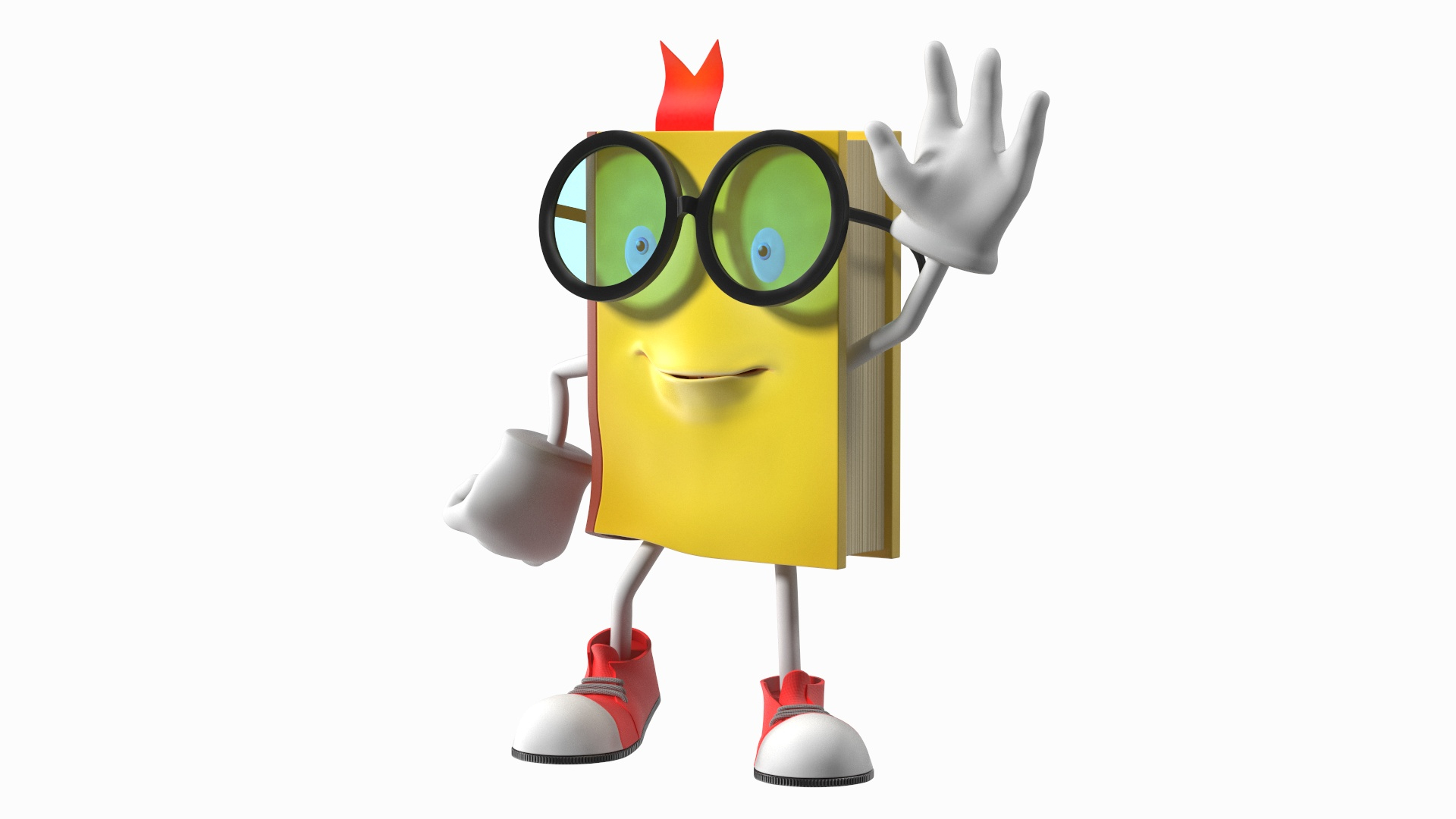 3D Yellow Book Character Waving Pose Model - TurboSquid 2130059