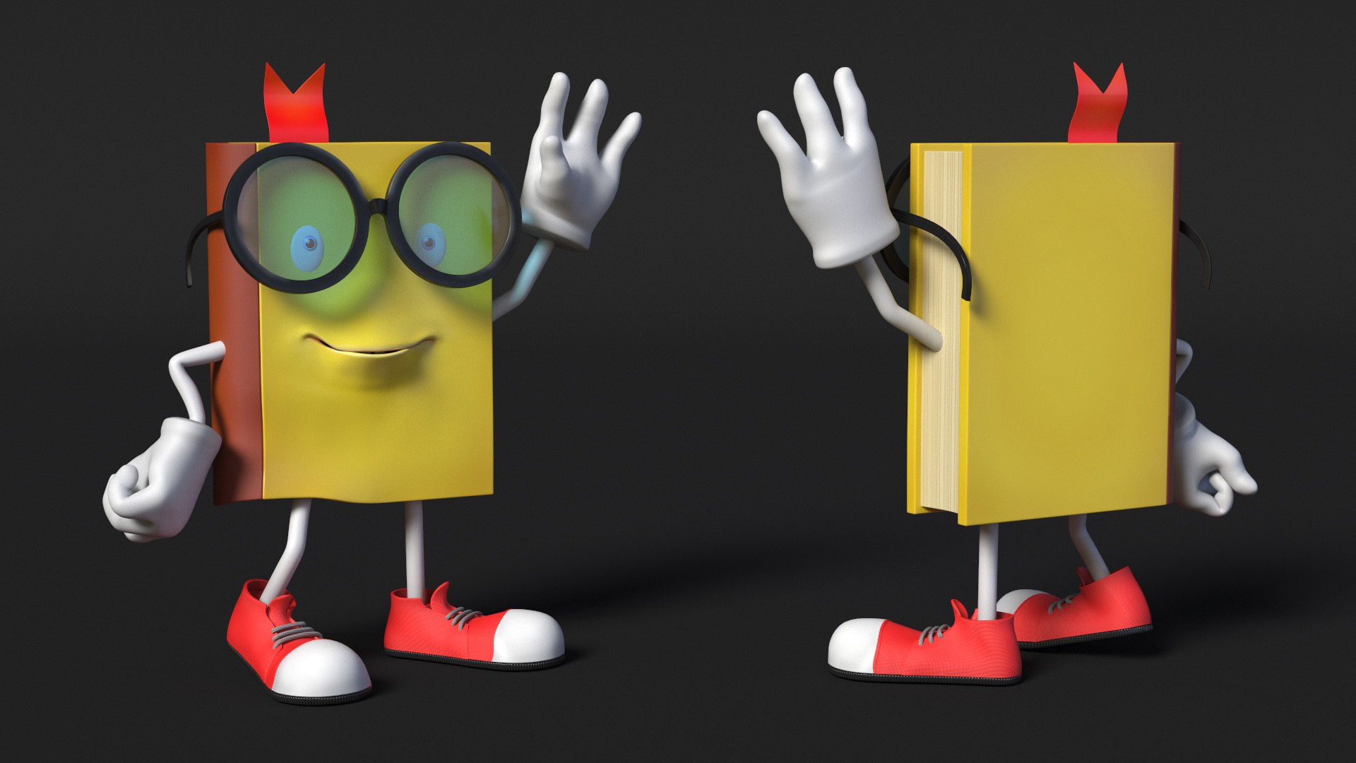 3D Yellow Book Character Waving Pose Model - TurboSquid 2130059