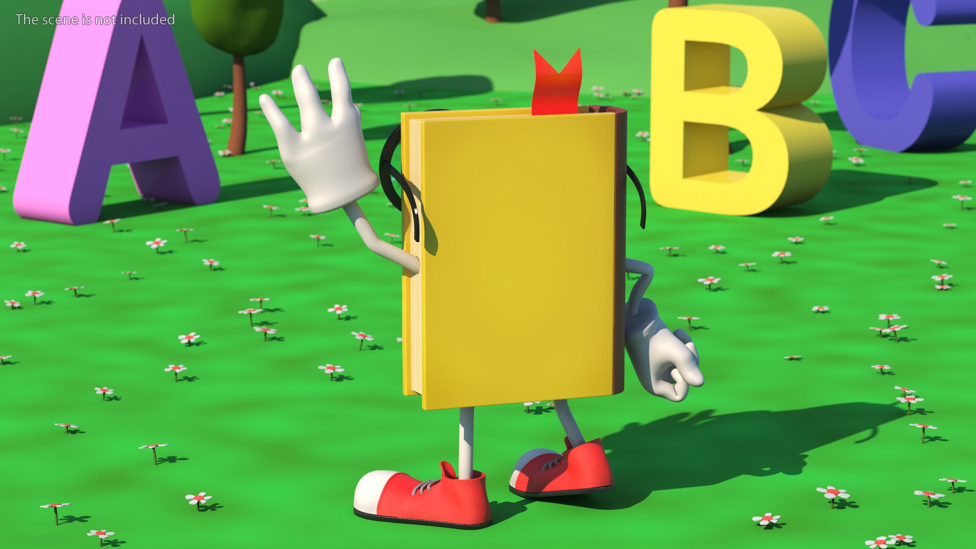 3D Yellow Book Character Waving Pose Model - TurboSquid 2130059