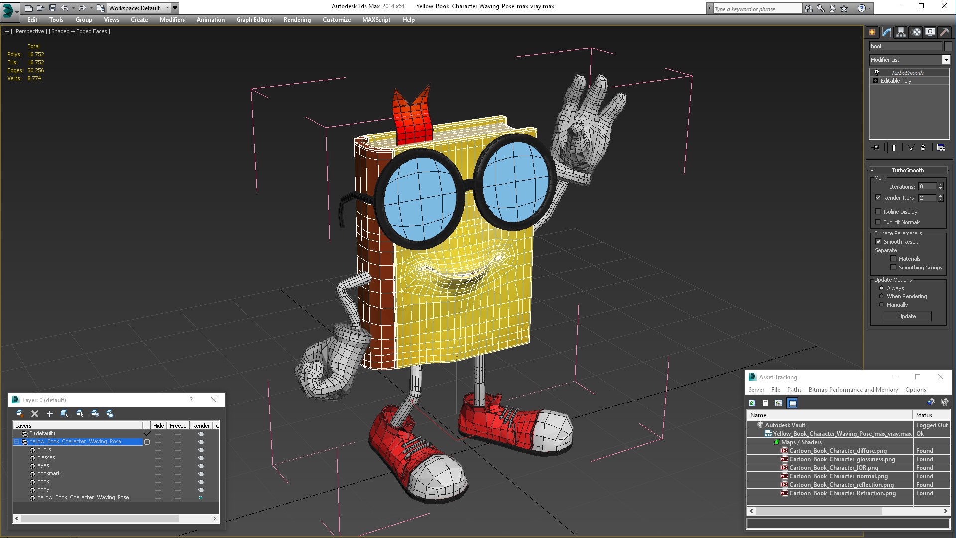 3D Yellow Book Character Waving Pose Model - TurboSquid 2130059