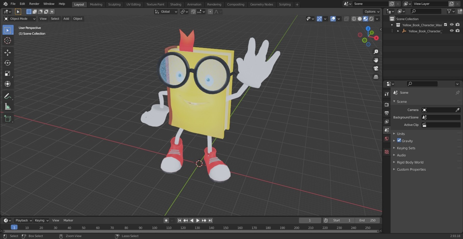 3D Yellow Book Character Waving Pose Model - TurboSquid 2130059