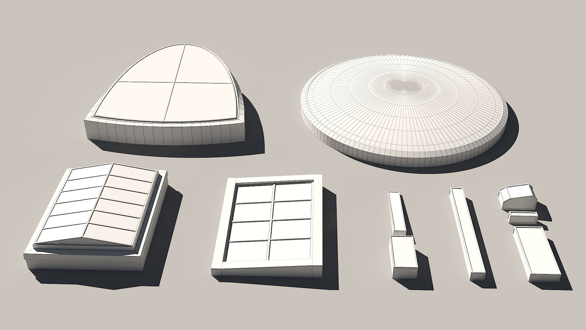 Pack roof clerestories exterior architecture model - TurboSquid 1603426