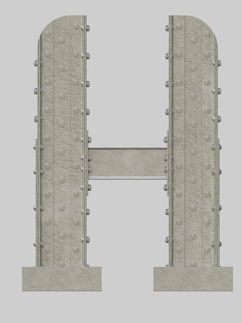 Steel Construction Font - Letter H 3D - TurboSquid 1894708