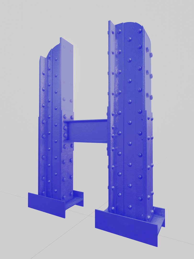 Steel Construction Font - Letter H 3D - TurboSquid 1894708