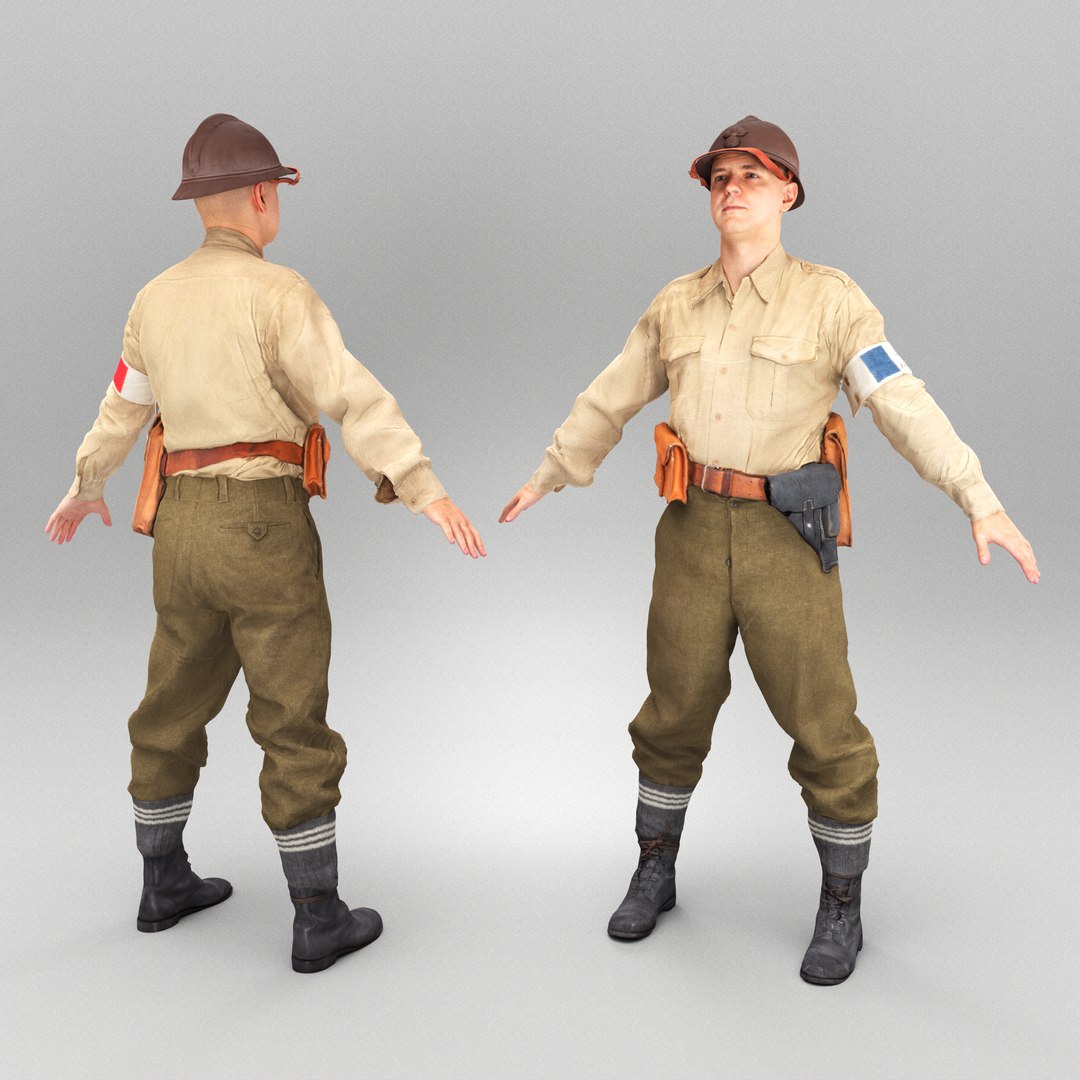 3D French Soldier From WW2 Ready For Animation 363 Model - TurboSquid ...