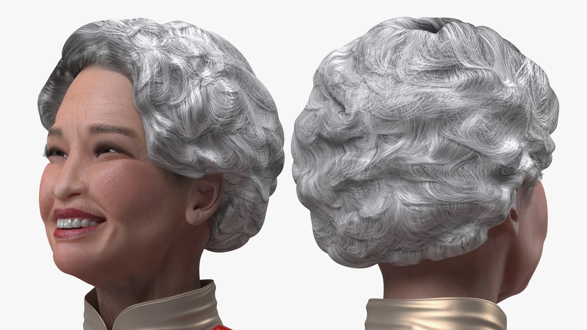 3D model Asian Grandma Traditional Dress Standing - TurboSquid 2084377