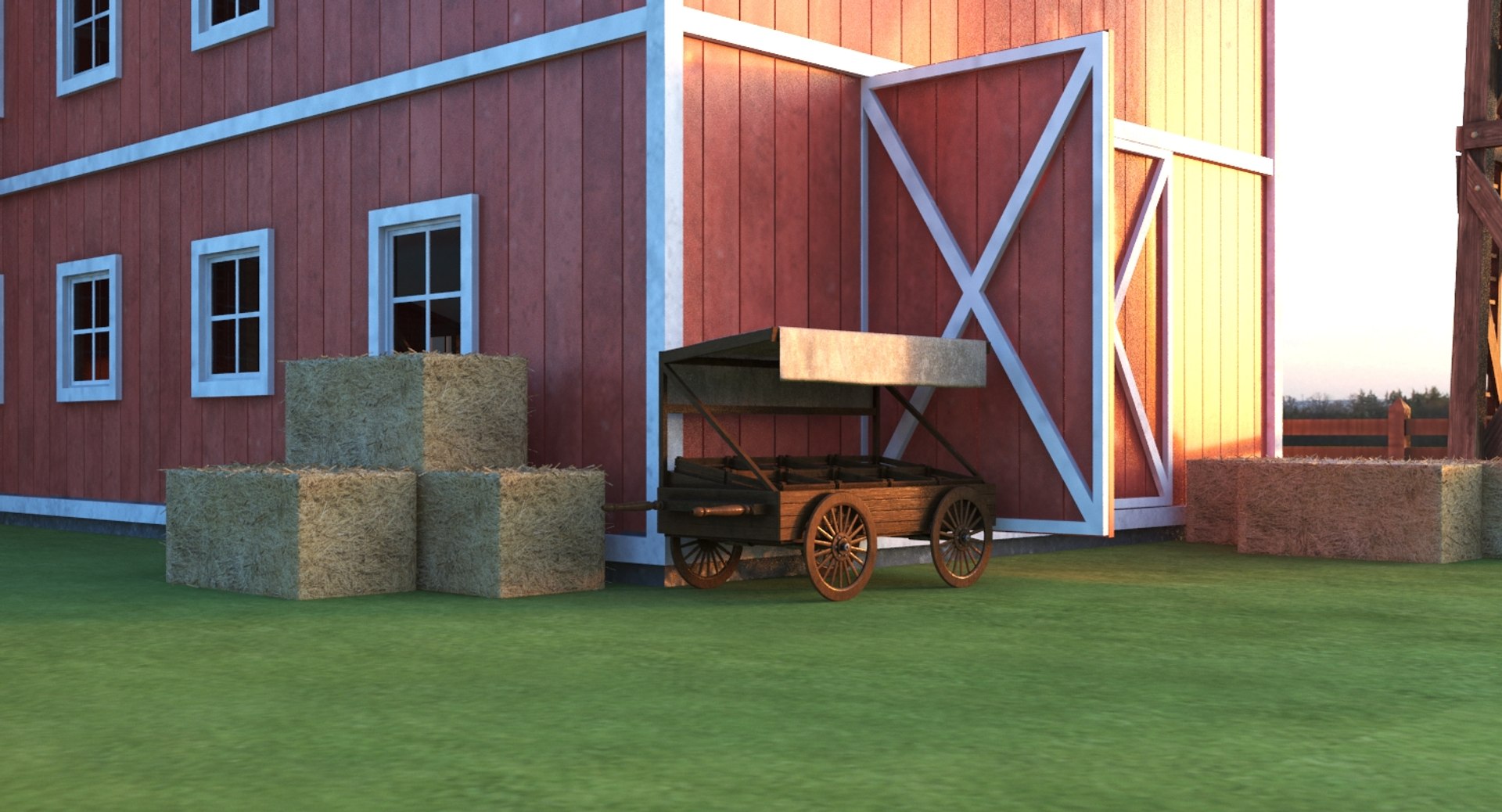 3D Model Farm Scene Barn Cow - TurboSquid 1335483
