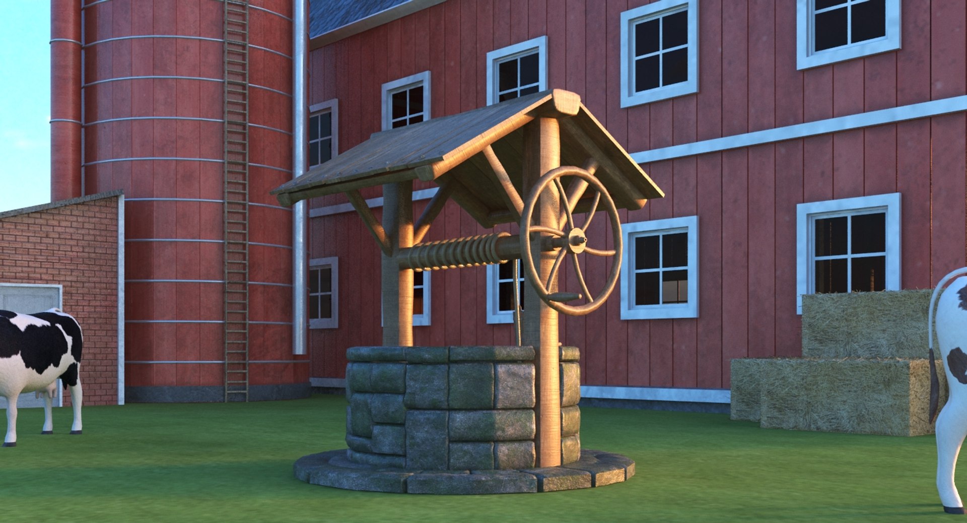 3D Model Farm Scene Barn Cow - TurboSquid 1335483