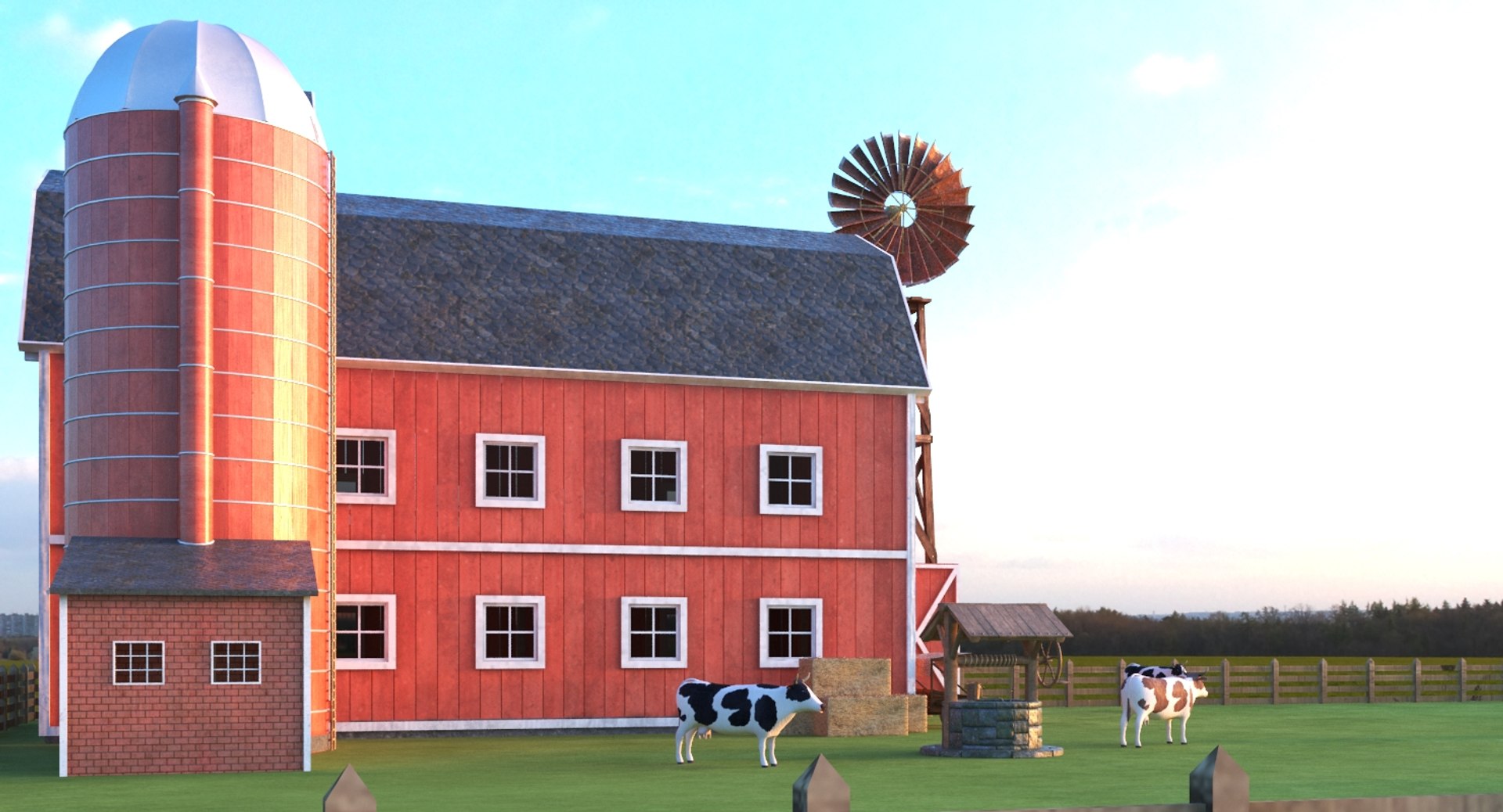 3D Model Farm Scene Barn Cow - TurboSquid 1335483