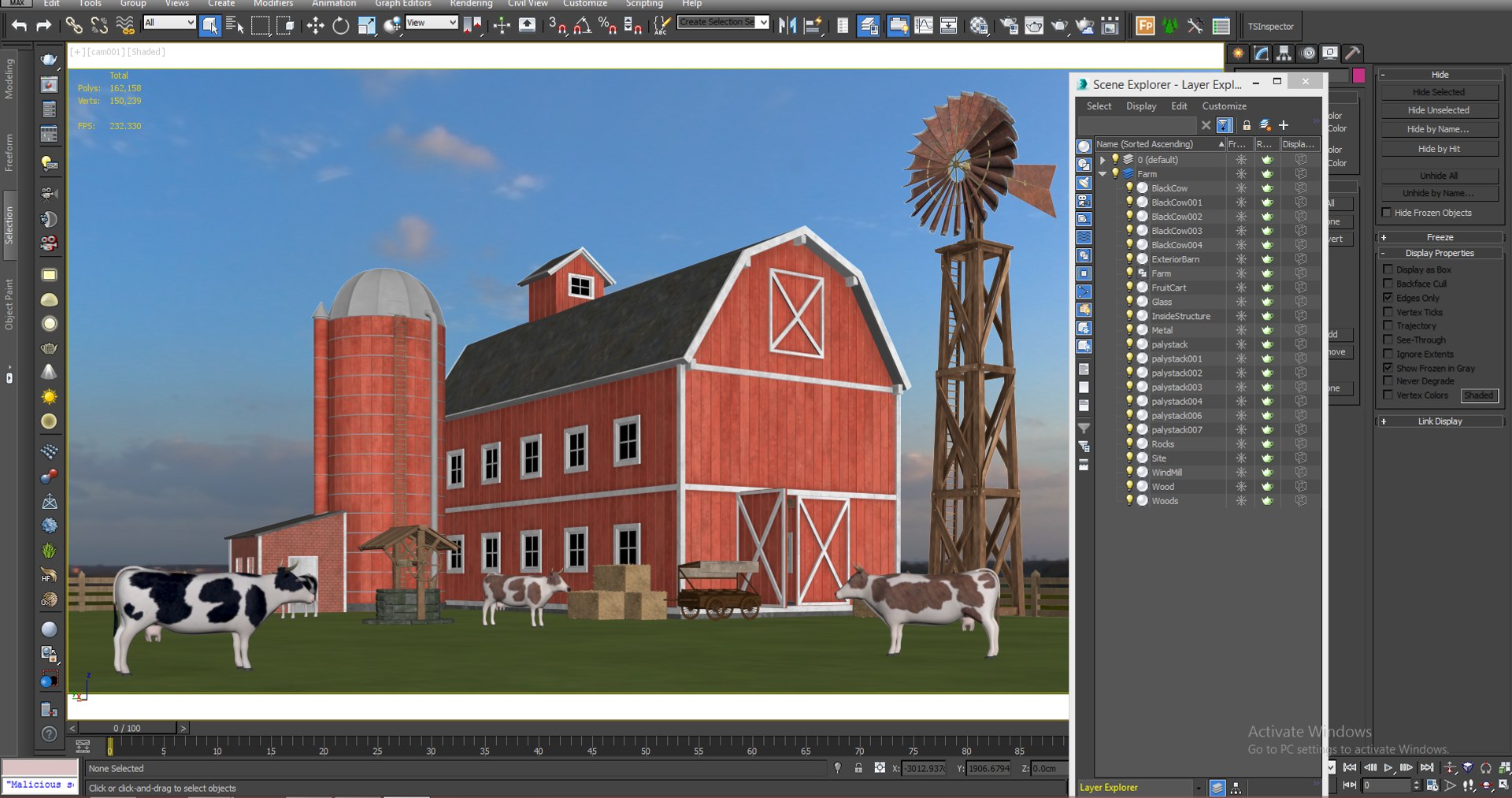3D model farm scene barn cow - TurboSquid 1335483