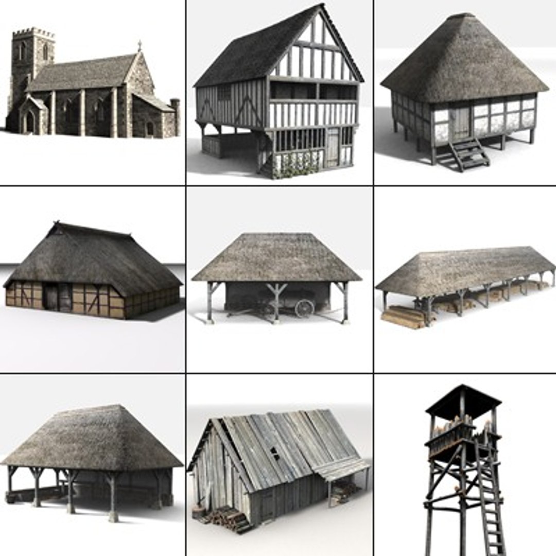 3d Medieval Village Set
