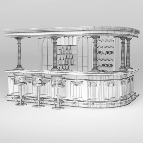 3d bar counter model