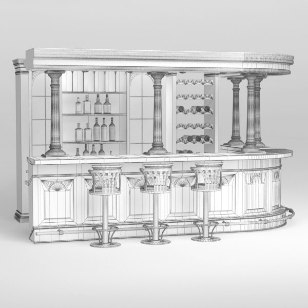 3d bar counter model