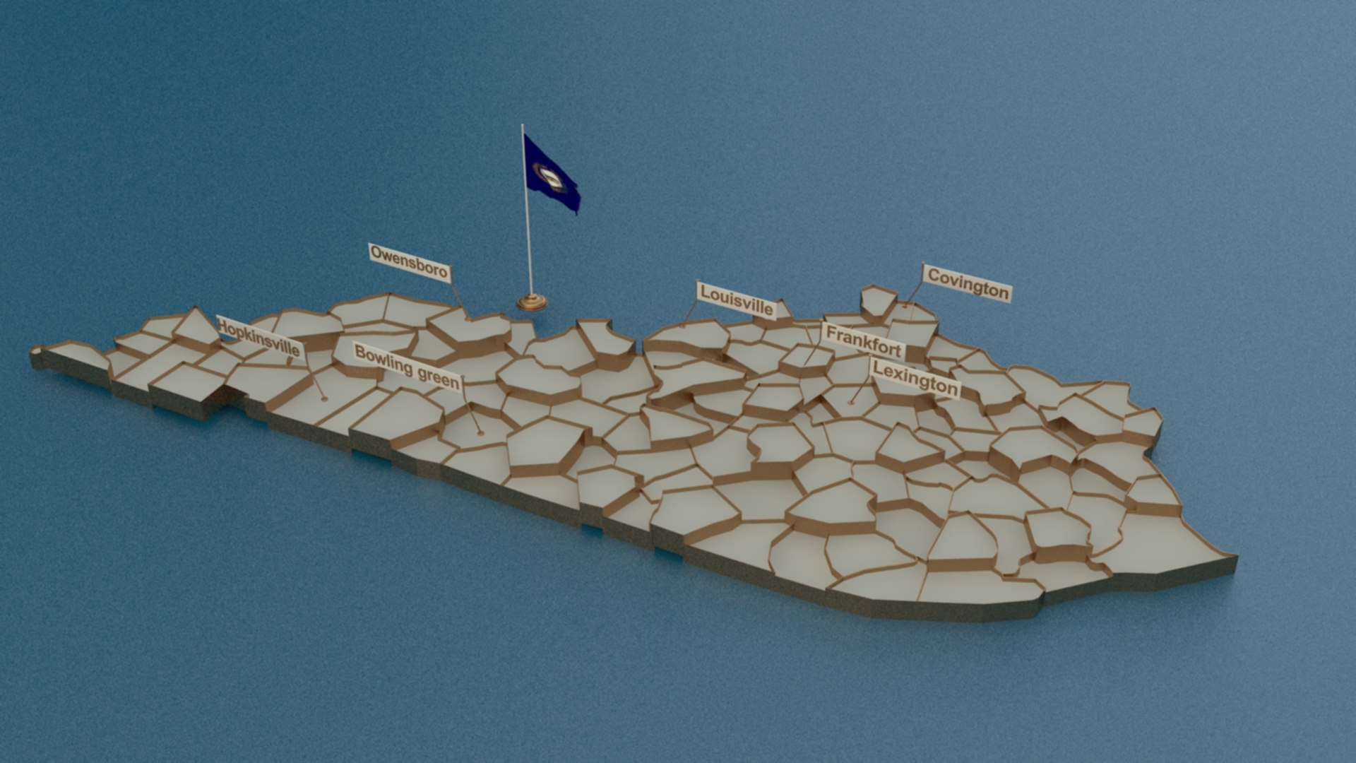 3D Kentucky Flag Model - TurboSquid 1703339