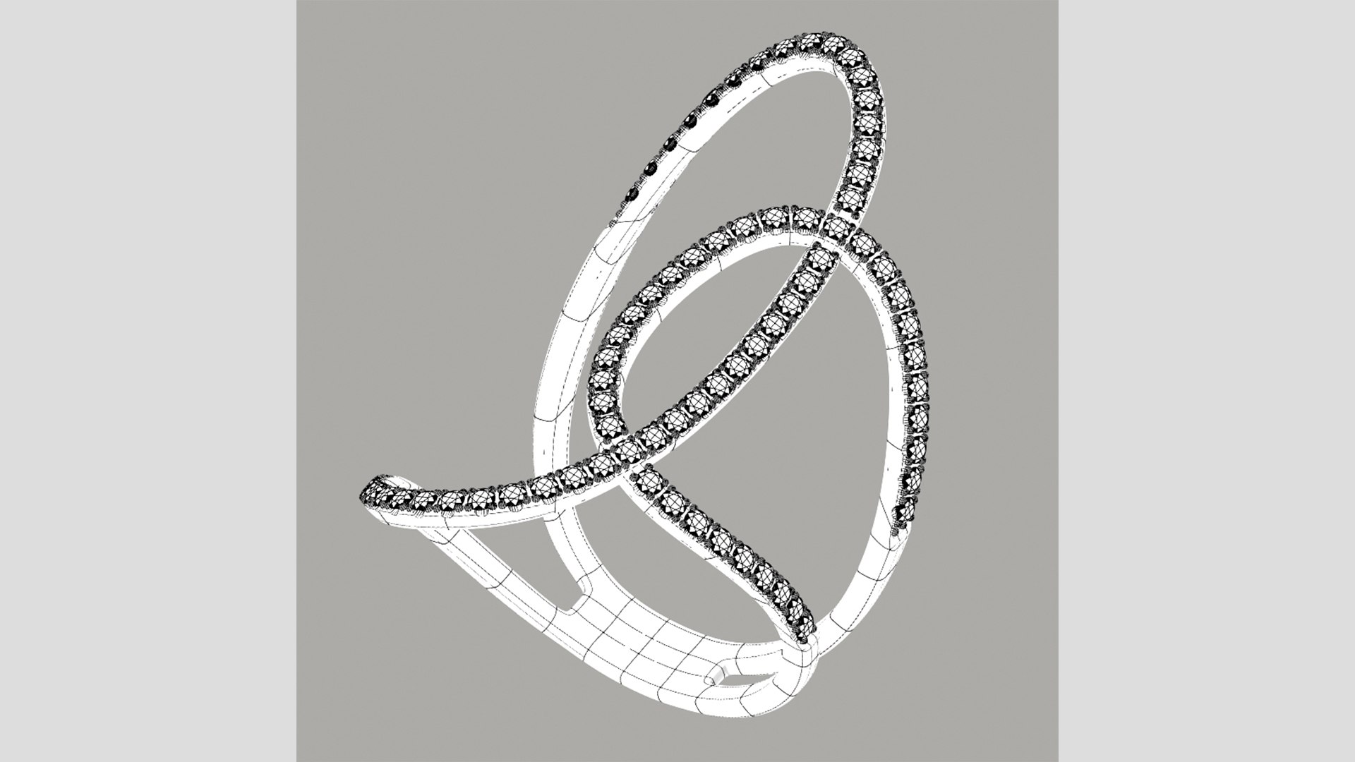 Cross Loops Undercut Diamonds Fashion Gold Ring 3D Model - TurboSquid ...